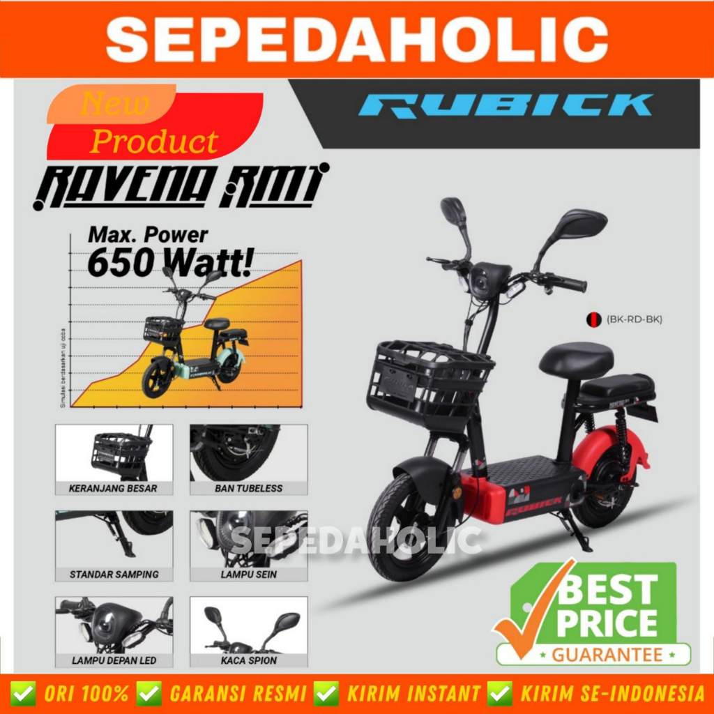 Jual Sepeda Listrik RUBICK RAVENA BY UNITED 350 Watt Electric E Bike | Shopee Indonesia