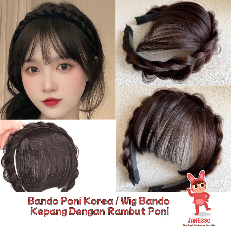 Jual Bando Poni Korea / Wig Bando kepang Dengan Rambut Poni | Shopee ...