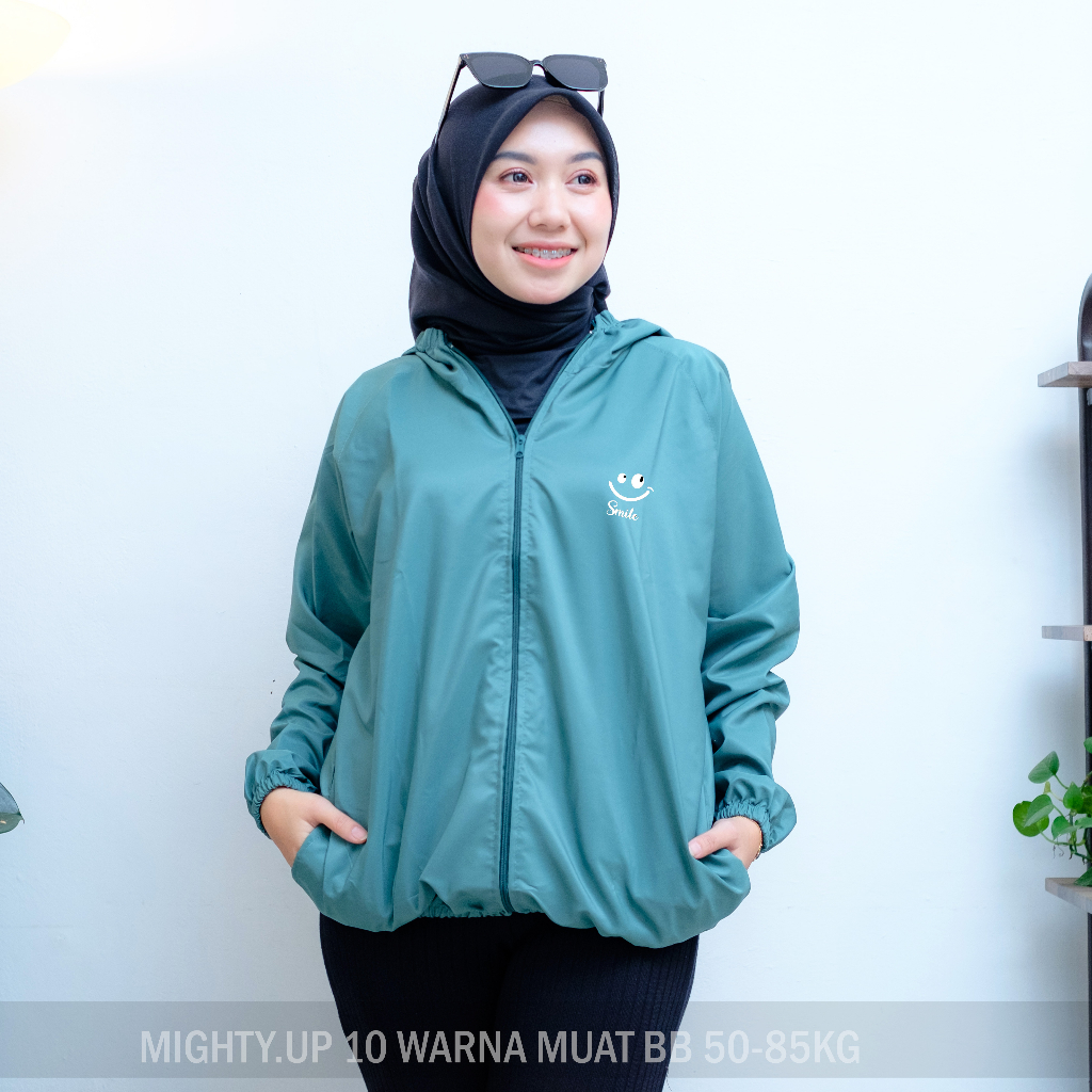 Jual MIGHTY UP Jaket running wanita parasut Windbreaker anti hujan UV ...