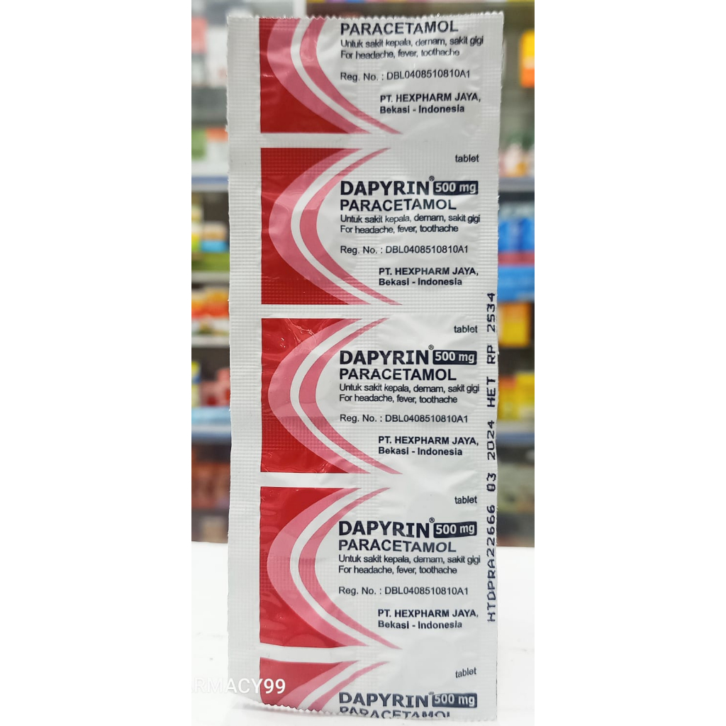 Jual Dapyrin 500MG 𝟏 𝐒𝐓𝐑𝐈𝐏 𝐈𝐒𝐈 𝟏𝟎 𝐓𝐀𝐁𝐋𝐄𝐓 - Meredakan Demam, Sakit ...