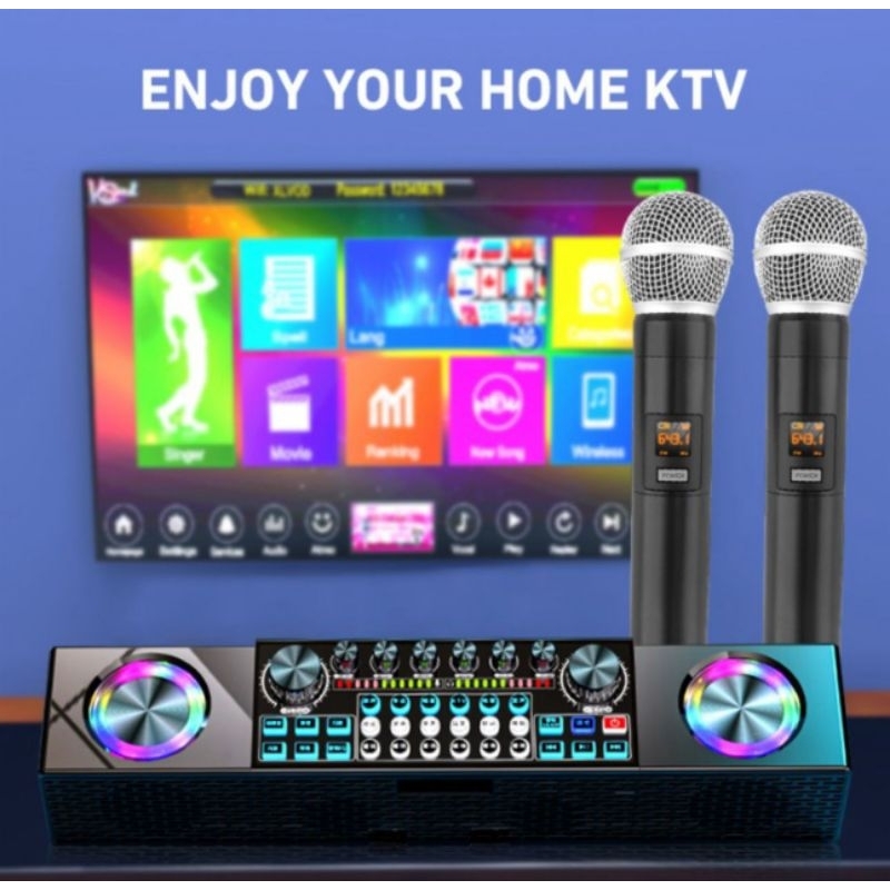 Jual Live soundcard SY6 Bluetooth Speaker 2 mic Wireless Microphone ...