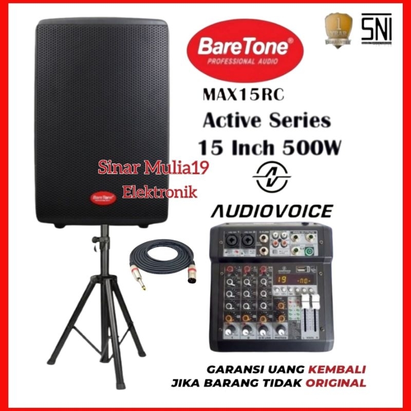 Jual Paket Sound System Speaker Aktif 15 Inch BareTone MAX15RC Mixer 4 Channel AudioVoice ...