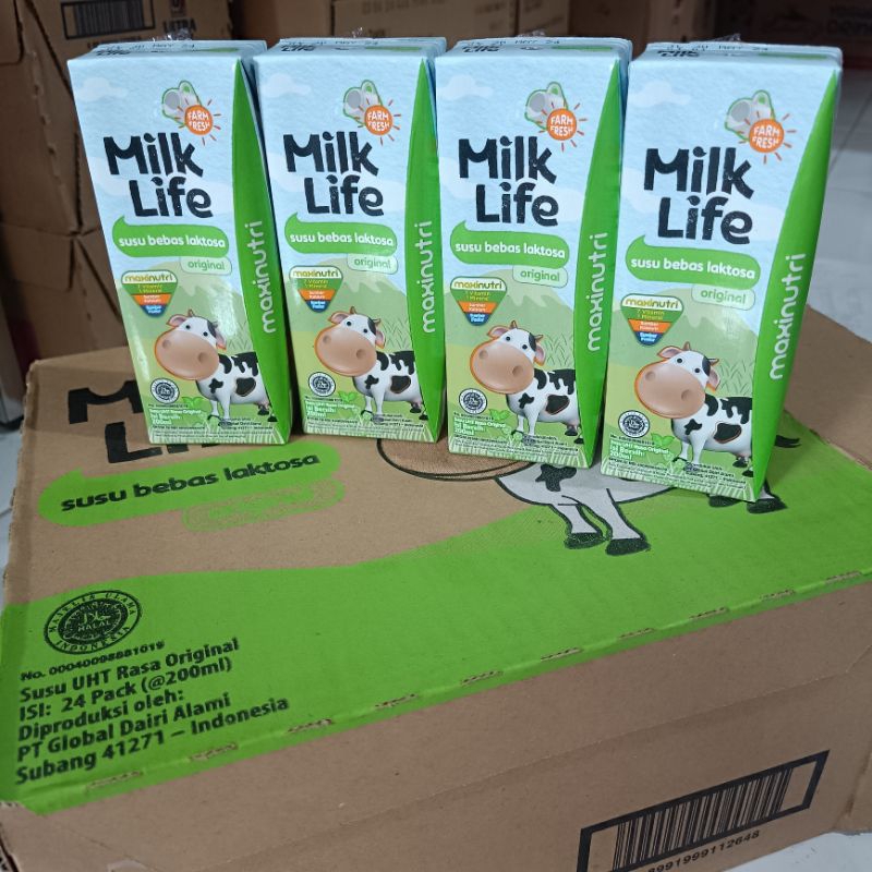 Jual MilkLife susu segar UHT bebas laktosa free lactose 200ml 1 karton ...