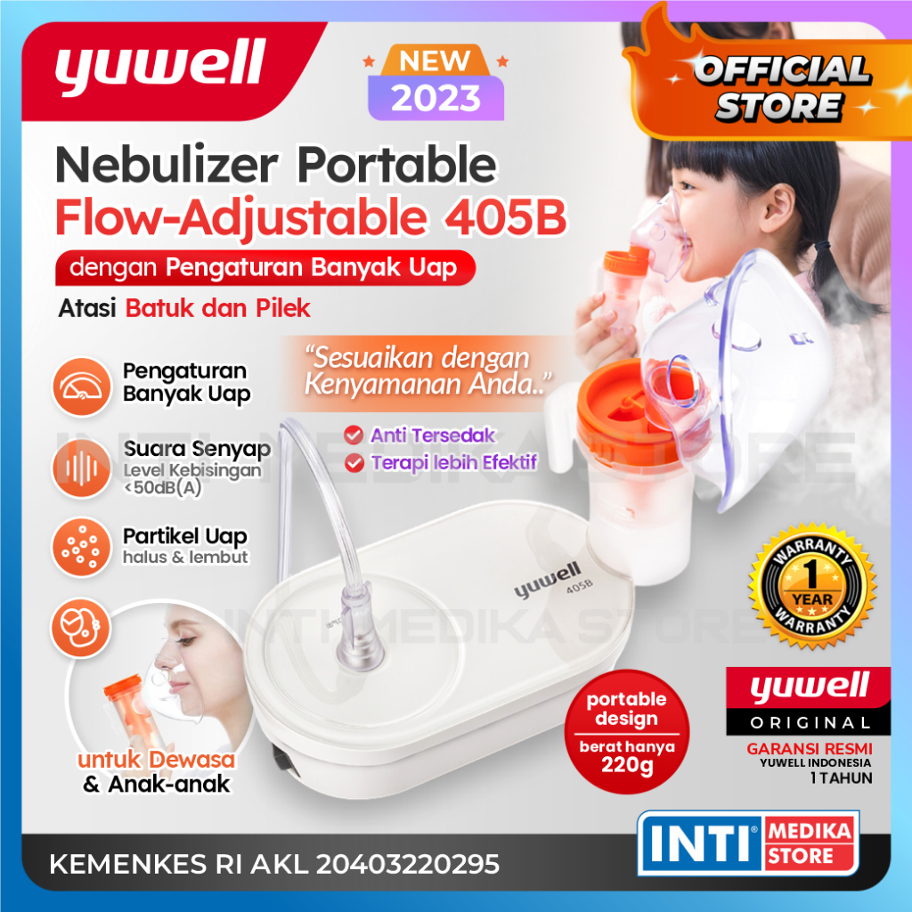 Jual YUWELL - Nebulizer Portable Air Compressor 405B | Alat Uap Batuk Pilek | Shopee Indonesia