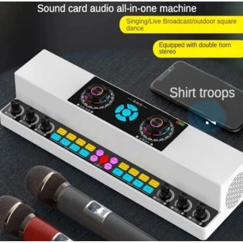 Jual Speaker Soundcard Y6Ai Soundcard Karaoke Y6 Extra 2 Mic Wireless ...