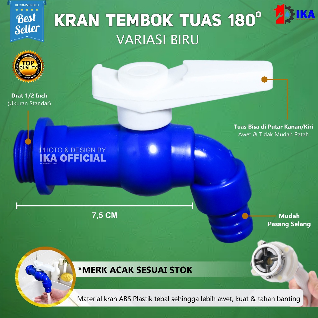 Jual Kran Air Tembok PVC TOPI Taman / Kran Air TOPI 1/2" ASLI TEBAL ...