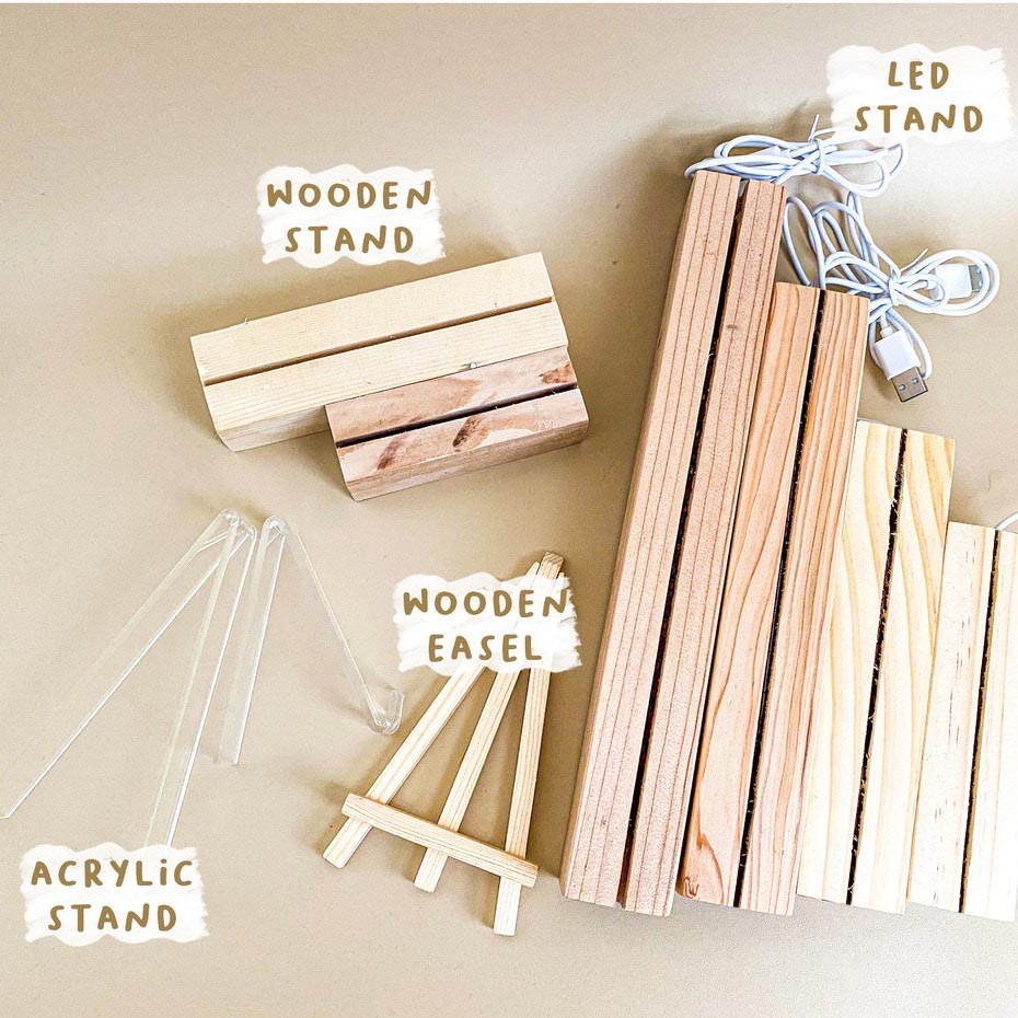 Jual Stand Meja Penyangga Kayu dan Akrilik Easel LED | Shopee Indonesia