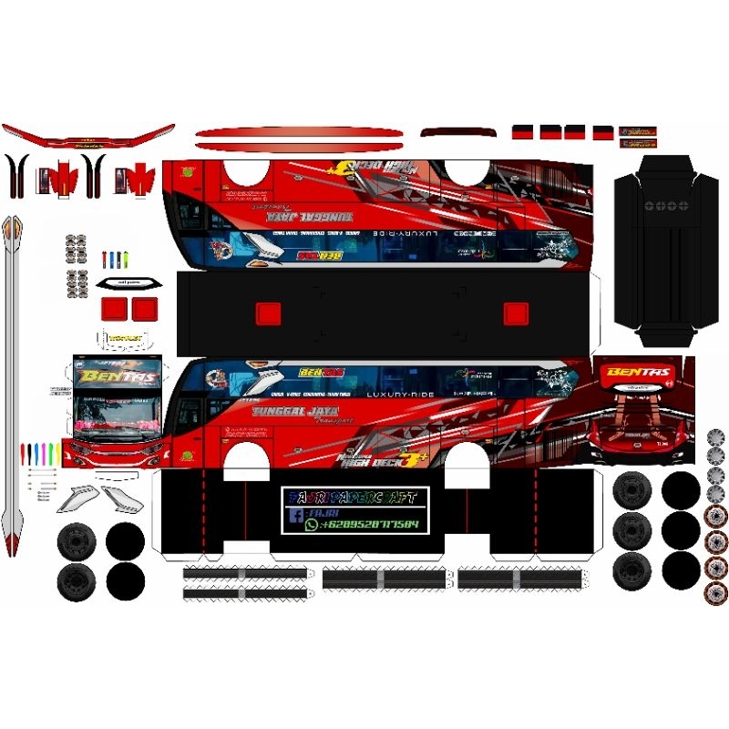 Jual STIKER MINIATUR BUS TERMURAH POLA PAPERCRAFT BUS MINIATUR SKALA 50 ...
