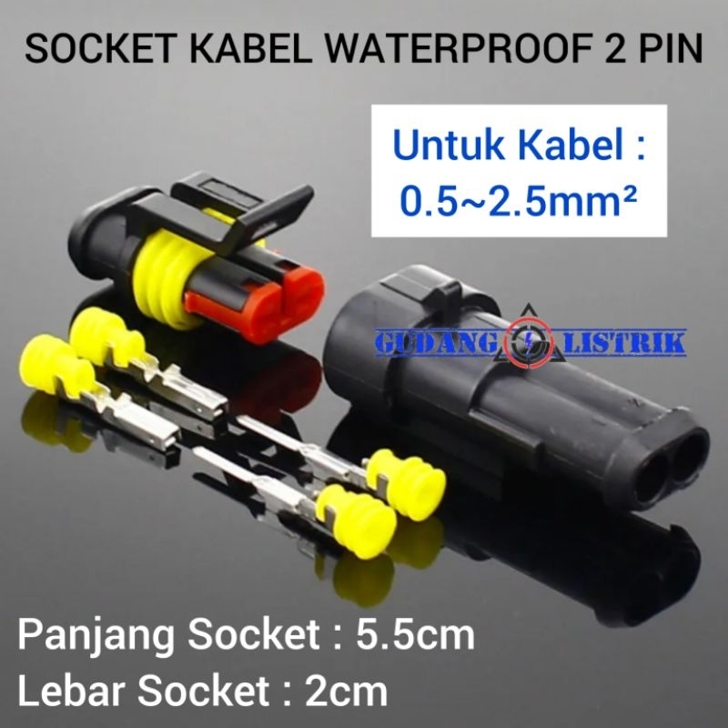 Jual Socket Kabel Waterproof Soket Skun Scun Connector Cable 2 Pin ...