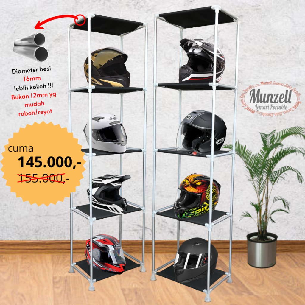 Jual Rak Helm 5 Ruang Munzell Type RHM-09 ( Rak Display/Rak Serbaguna ...
