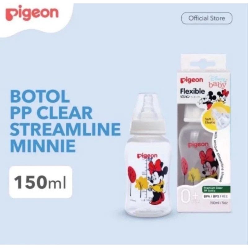 Jual Pigeon Botol pp clear streamline minnie | 150ML | Shopee Indonesia
