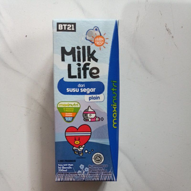 Jual MilkLife susu segar UHT Plain Full Cream 200ml 1 karton isi 24pcs ...