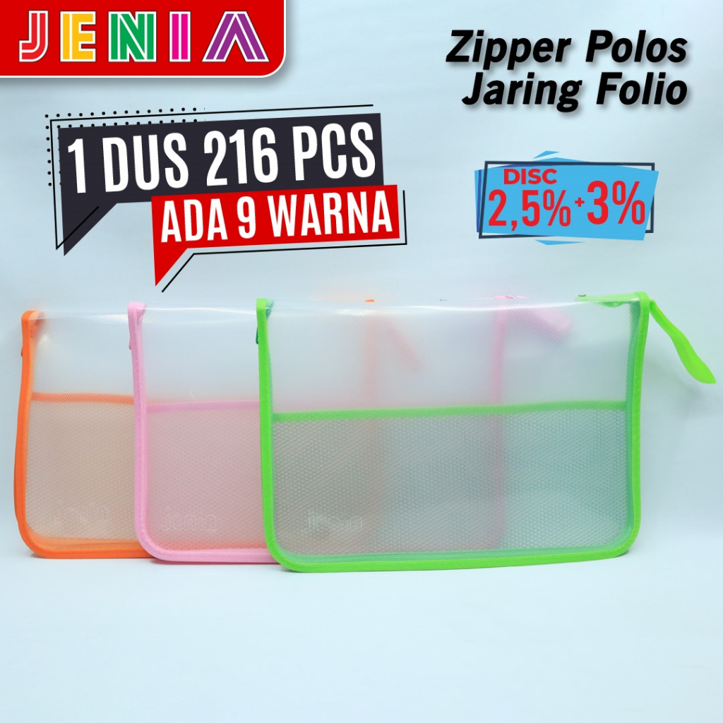 Jual Map Zipper Sleting Jala Folio Jaring Plastik Tas Resleting F4