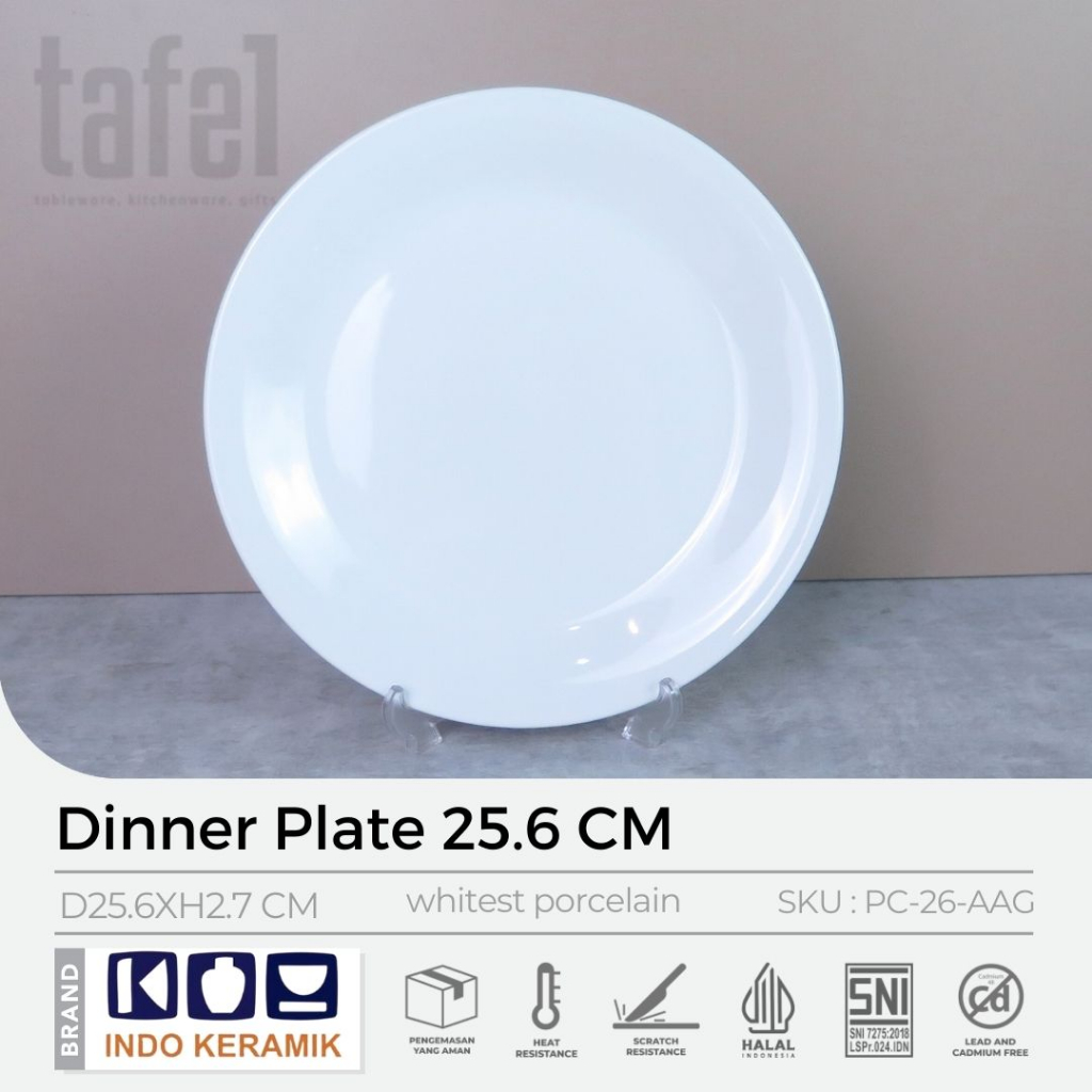Jual INDO KERAMIK Piring Dinner Plate Putih HORECA 25.5 cm | Shopee ...