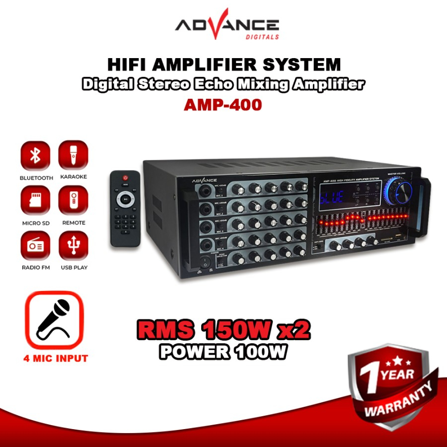 Jual ADVANCE AMP 400 High Fidelity Amplifier Sound System Ampli Karaoke ...