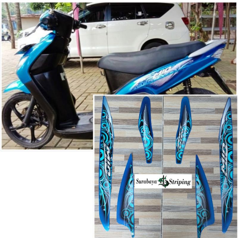 Jual Striping sticker Yamaha Mio Sporty biru tahun 2011 2012 | Shopee ...