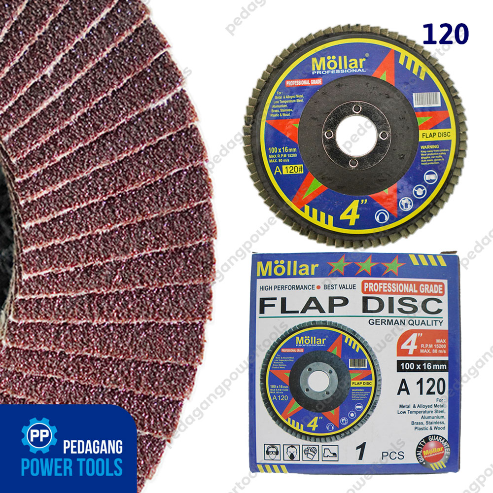 Jual MOLLAR FLAP DISC NO 120 MATA GERINDA 4 INCH AMPLAS SUSUN TUMPUK BESI | Shopee Indonesia