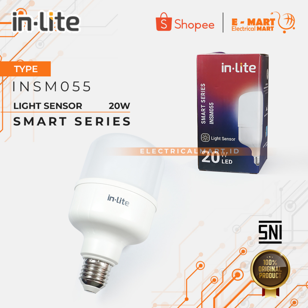 Jual InLite LED SENSOR Otomatis Cahaya Gelap 20 Watt Lampu 20Watt in ...