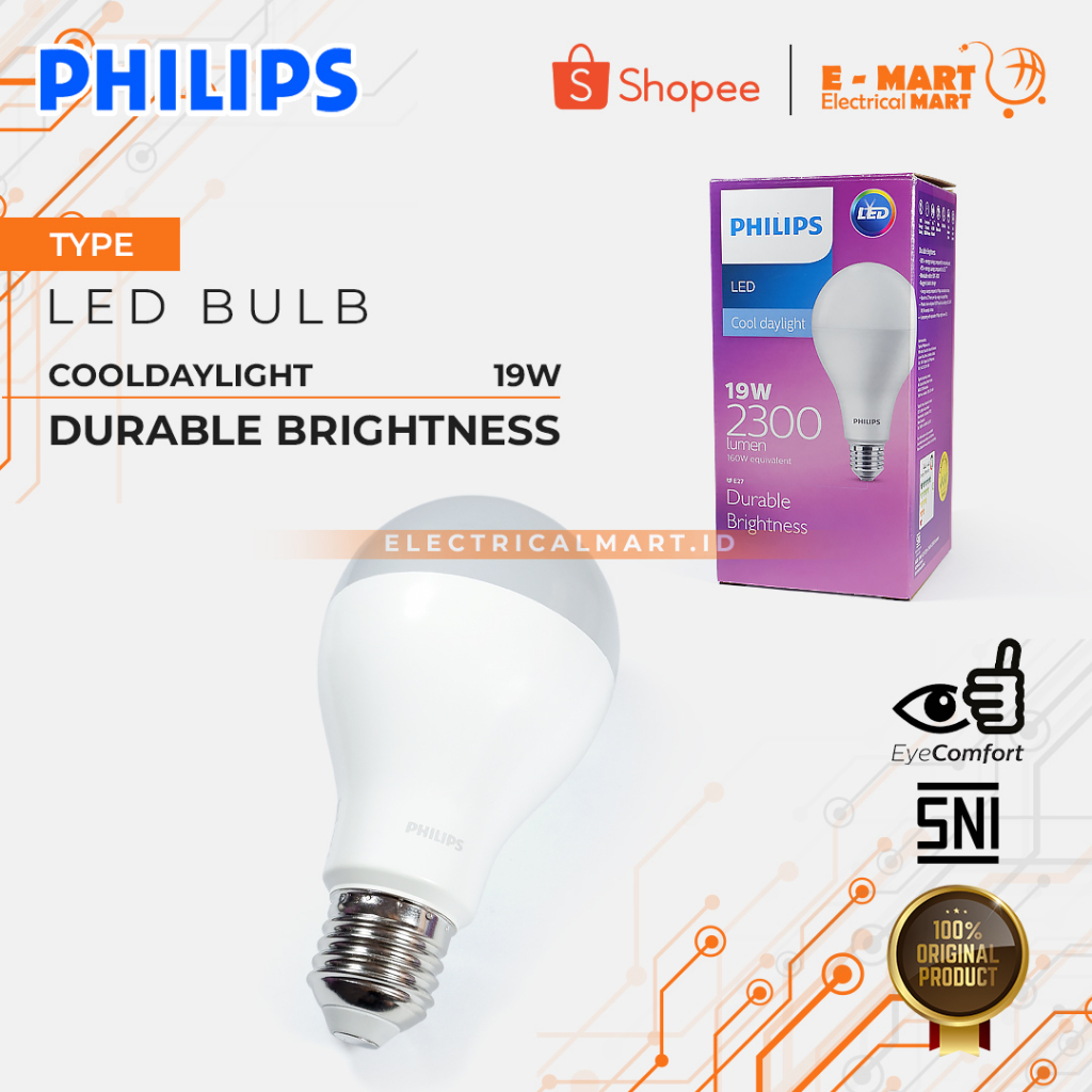 Jual PHILIPS LED Bulb 19W 6500K E27 Warna Putih | Shopee Indonesia