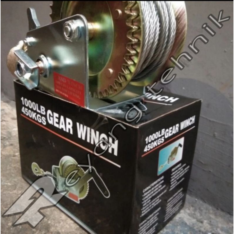 Jual Hand Gear Winch 1000 LBS 450Kg Alat Derek Kerekan Katrol Manual ...