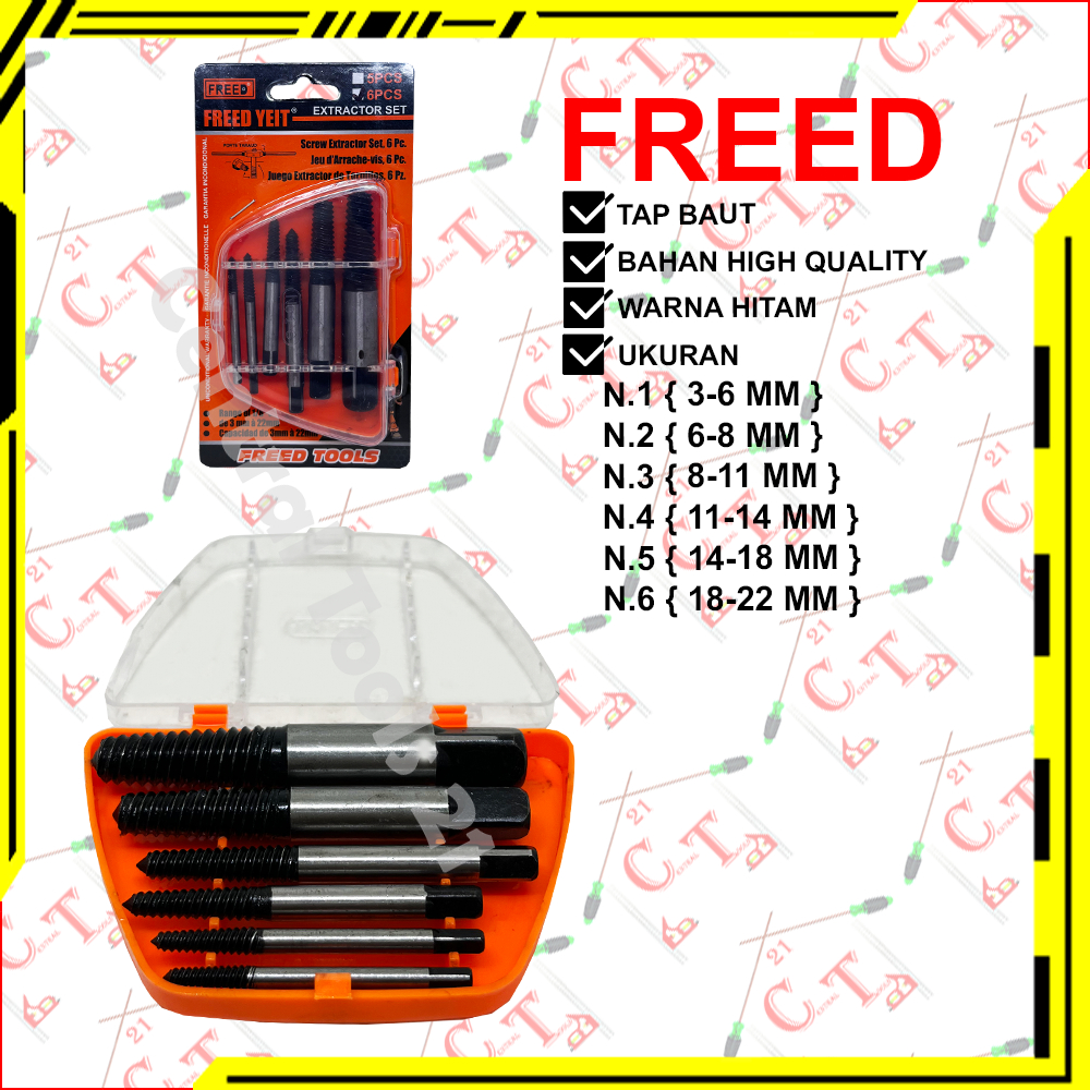 Jual Alat Tap Balik Drat Set 6 Pcs Freed Pencabut Baut Patah Dol Slek ...