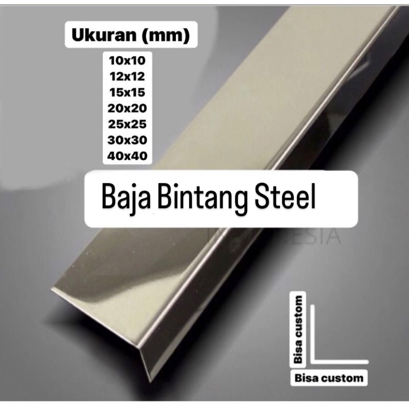 Jual L SIKU MIRROR SILVER 20X20MM T:0.8MM P:3.050MM STAINLESS STEEL 201 ...