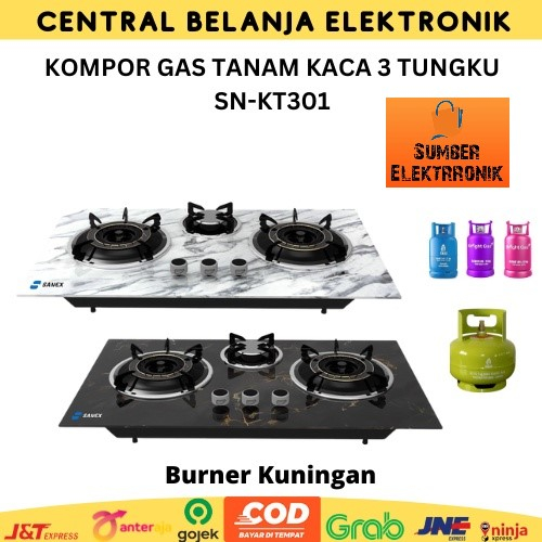 Jual SANEX Kompor Tanam & Meja Kaca 3 Tungku 2 In 1 Marble Series SN-KT301 Api Tornado Warna ...