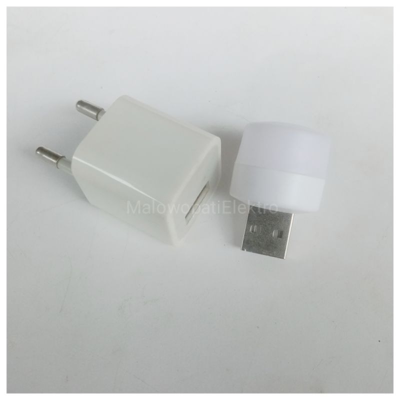 Jual Lampu USB Kecil Bulat Plus Adapter Untuk Kamar Tidur Belajar ...