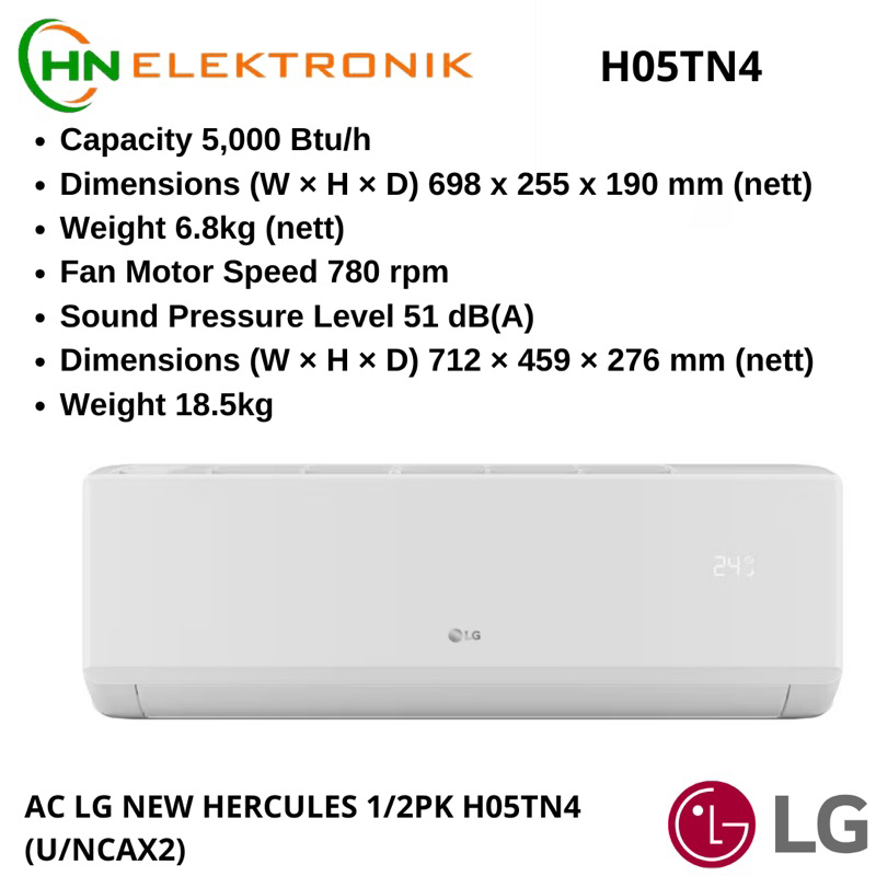 Jual AC LG 1/2PK NEW HERCULES STD H05TN4 | Shopee Indonesia