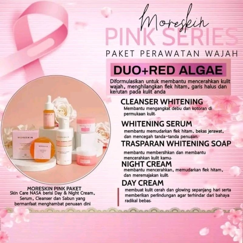 Jual Paket Lengkap Skincare // Skincare glowing // Moreskin Pink Series ...