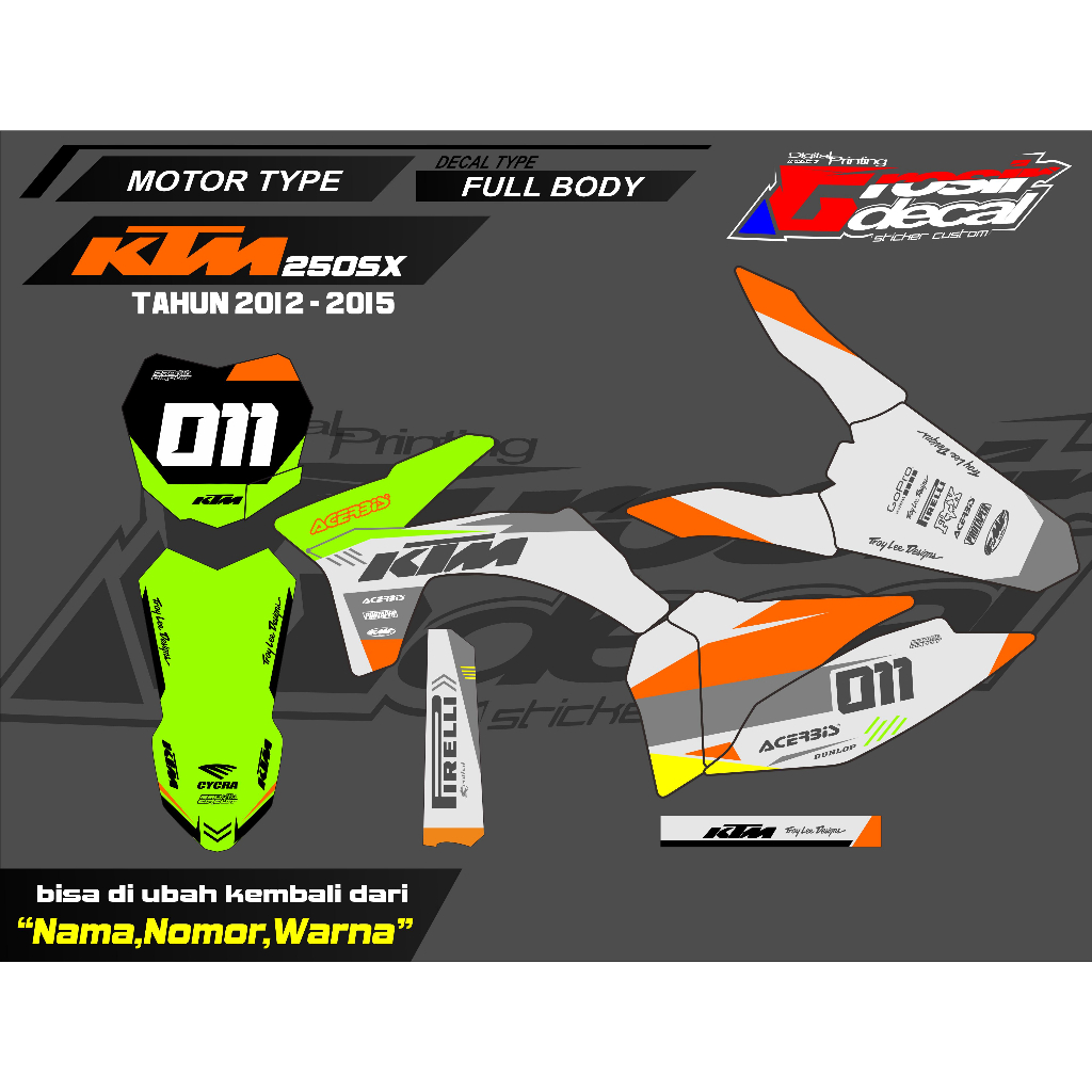 Jual Decal Stiker KTM 250 Sixdays Lama 2012 - 2015 Puith full body free ...