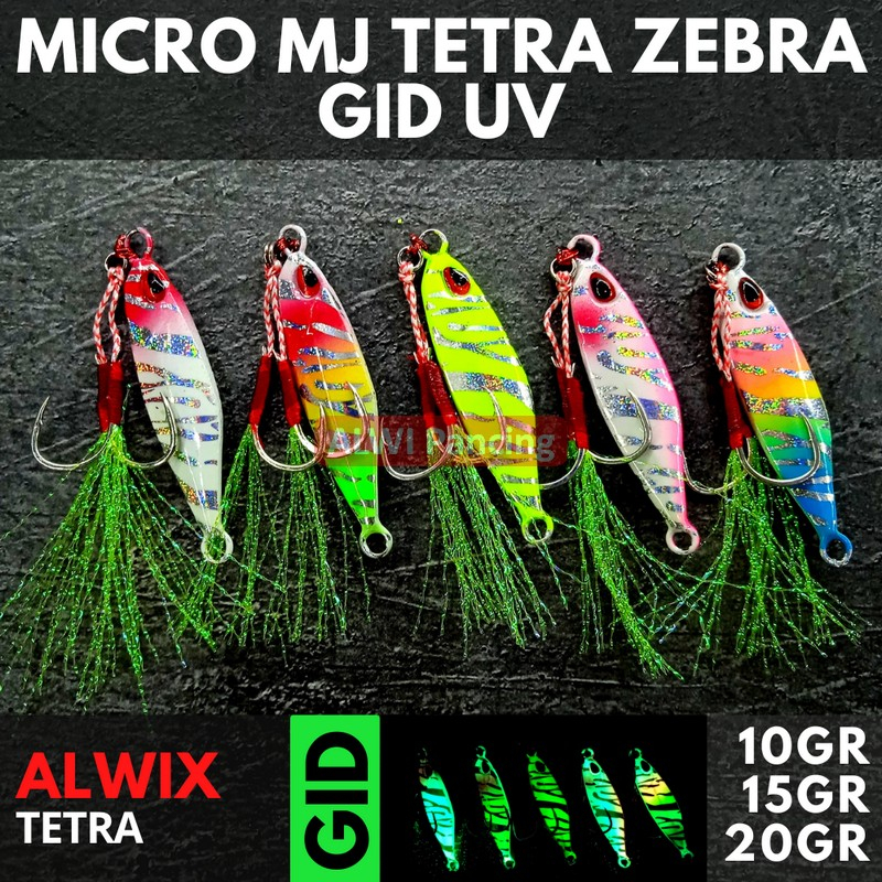 Jual ALWIX Metal JIG + Assist Hook TETRA ZEBRA GID UV 10gr 15gr 20gr ~ Mikro Metal Jig | Shopee ...