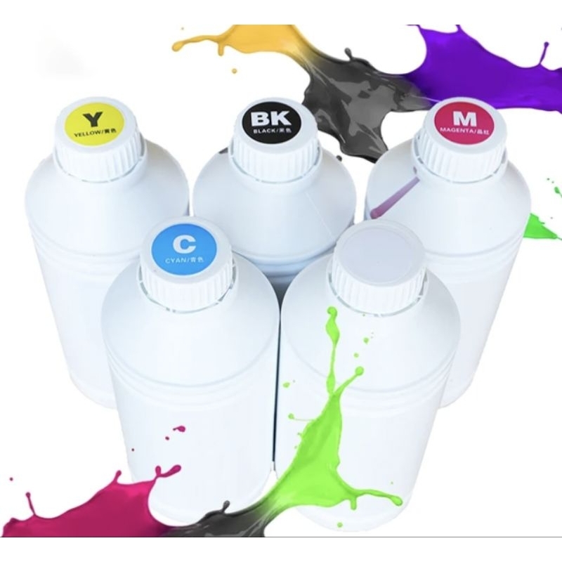Jual Tinta sablon DTF/ digital transfer film ink CMYK+W premiun quality ...