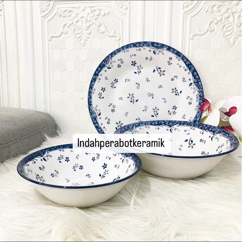 Jual dinner set biru putih /piring makan /mangkok bakso | Shopee Indonesia