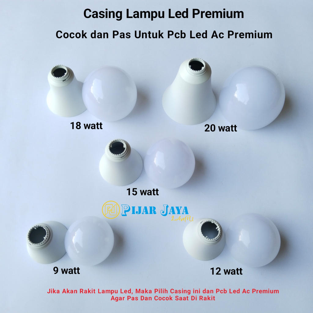 Jual Casing Lampu LED Premium 5 7 9 12 15 18 20 25 30 40 Watt Kesing Cover Kap Kop Lampu LED ...