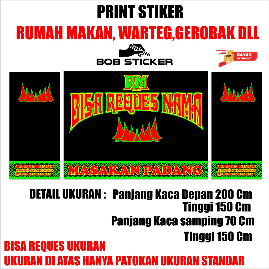 Jual 1 Set Stiker Rumah makan nasi padang tinggal pasang / Bisa Reques ...