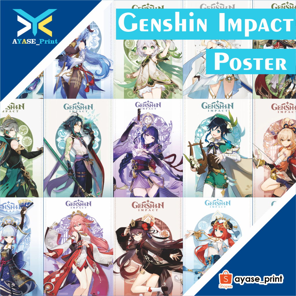Jual Poster Anime Game Genshin Impact Pack 3 | raiden shogun razor ...