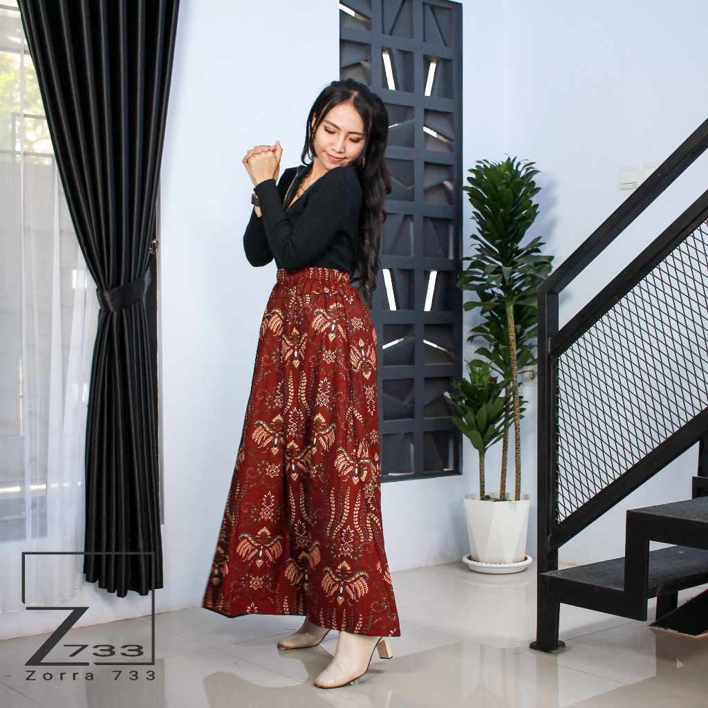 Jual Batik wanita modern jumbo rok batik klok variasi rampel rok batik ...
