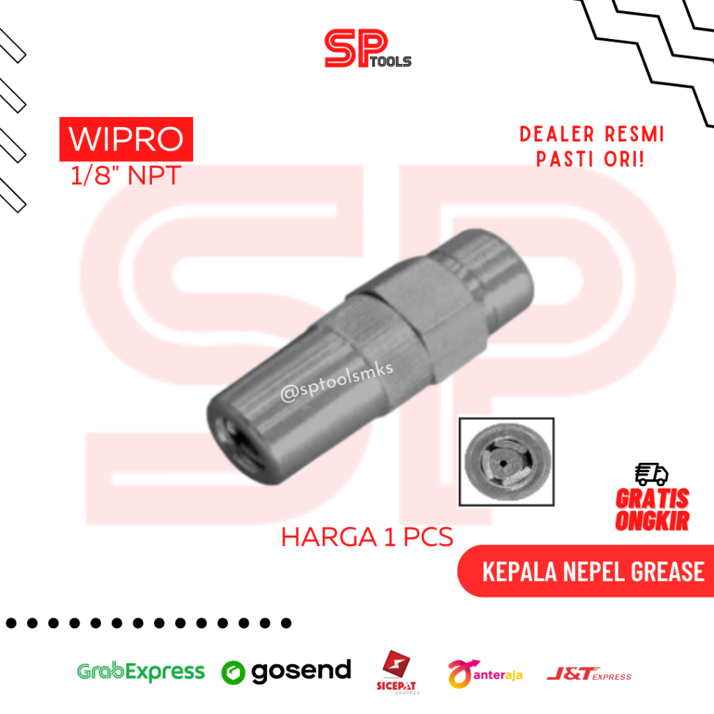 Jual KEPALA NAPLE NEPEL NEPPLE SELANG GEMOK GEMUK GREASE 1/8" NPT WIPRO ...