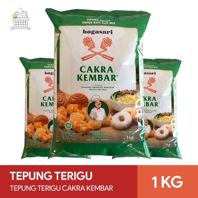 Jual Tepung Terigu Cakra Kembar Bogasari 1KG - Tepung Terigu Cakra ...