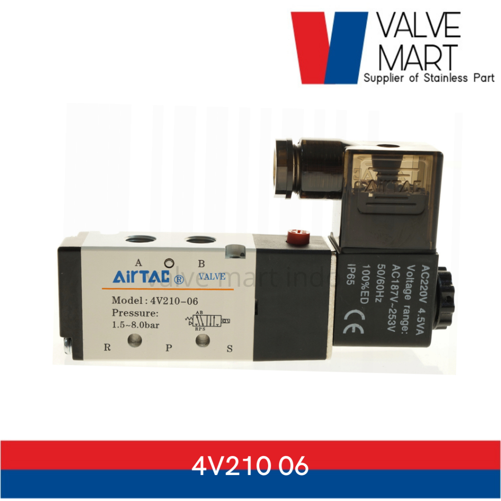 Jual Solenoid valve airtac 4v210-06 Selenoid valve 4v210 06 1/8" AC 220 DC 24 | Shopee Indonesia