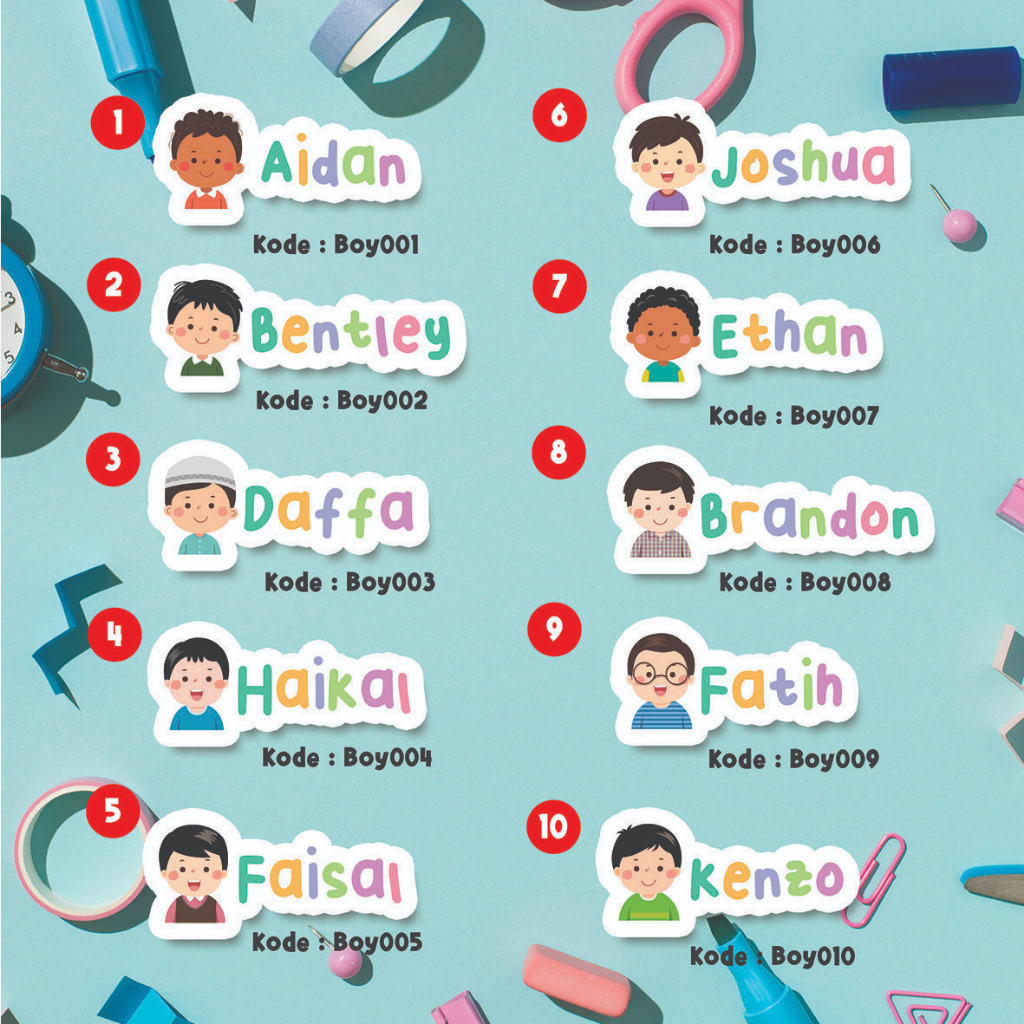 Jual Stiker Nama Waterproof Cewek Cowok, Label Nama Girl Boy tumbler ...