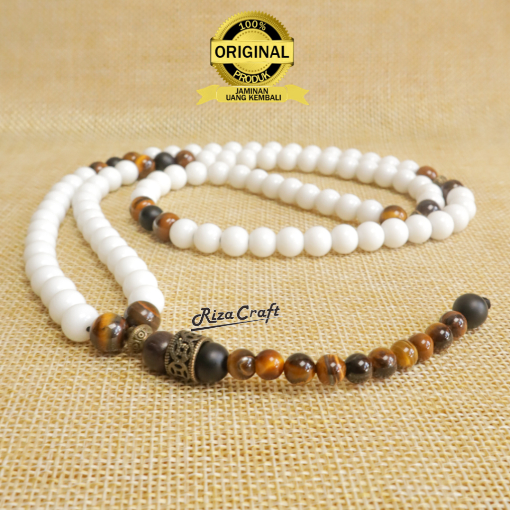 Jual GOLDEN WHITE JADE Tasbih Batu Giok Putih 99 Butir Akik Alam ...