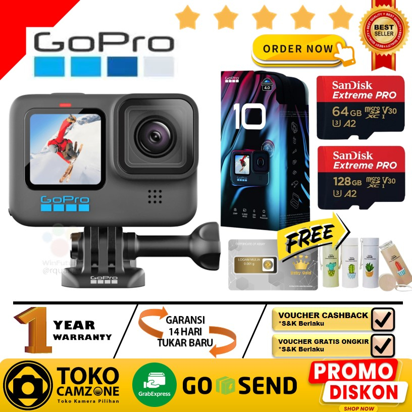 Jual GoPro Hero 10 Black GoPro Hero10 Go Pro Action Camera - GARANSI RESMI | Shopee Indonesia