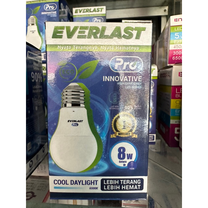 Jual Lampu bulp LED putih Everlast 6, 8, 10, 14, 18, 25 watt Cool day light | Shopee Indonesia
