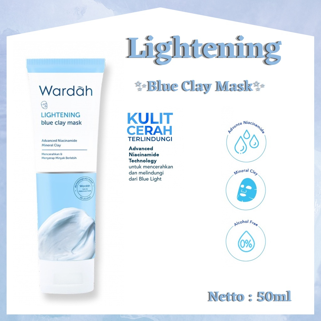 Jual Wardah Lightening Blue Clay Mask 50 g - Masker dengan Advanced ...