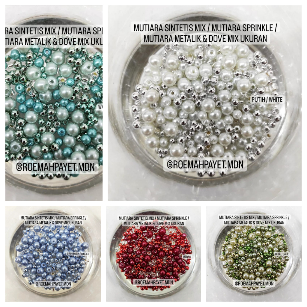 Jual ±50 GRAM / ±500 BUTIR MUTIARA SINTETIS MIX / MUTIARA KACA ...
