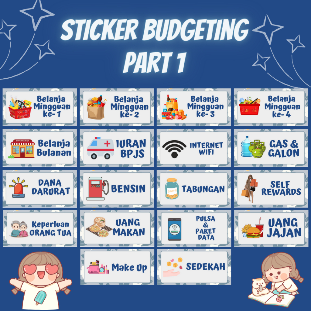 Jual (BLUE SERIES) STICKER BUDGETING FLOWER STICKER KEUANGAN DISIPLIN ...