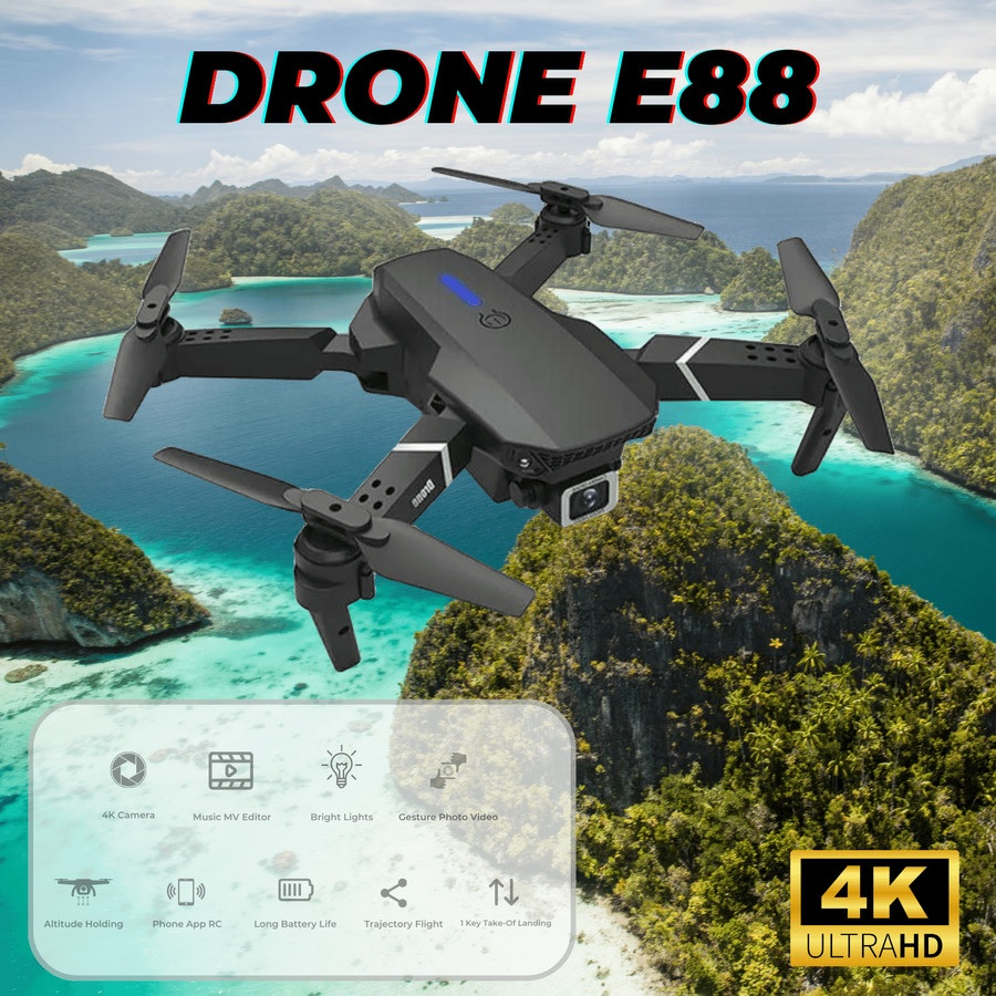 Jual Drone E88 4K Ultra HD Camera Auto Fokus 360 Rotation Include ...