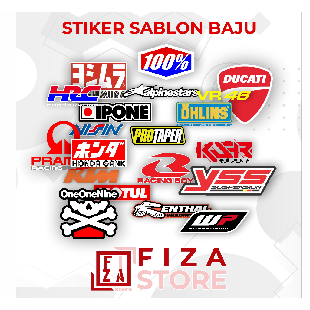 Jual Sticker Logo Custom Racing | Sablon DTF | Sablon Setrika | Patch ...